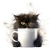 Grumpy Morning Coffee Cat Clipart, 11 Designs, 406 DPI, Cat PNG ...