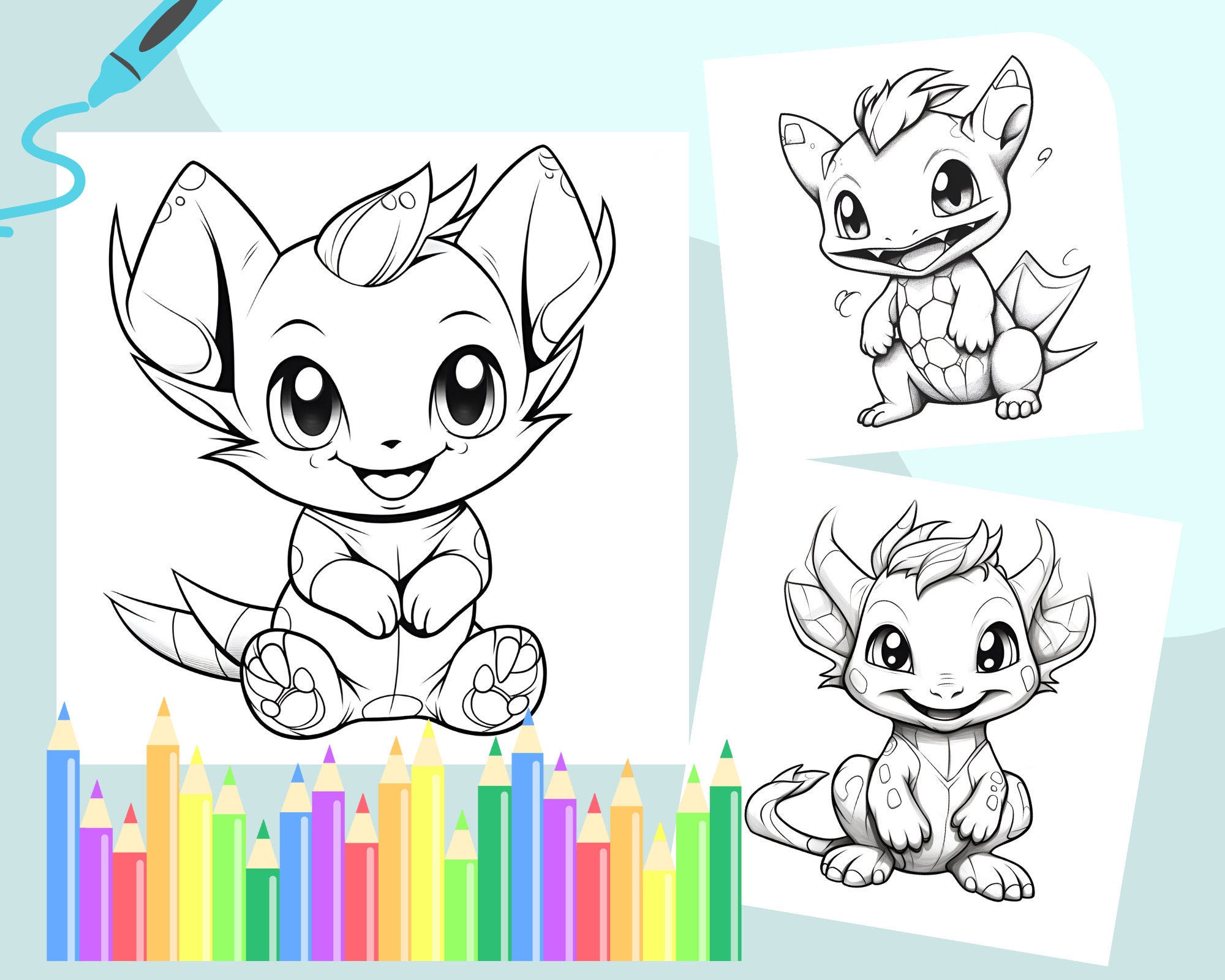 30 Cute Pokemon's Monster Coloring Book - Adults Kids Coloring Pages ...