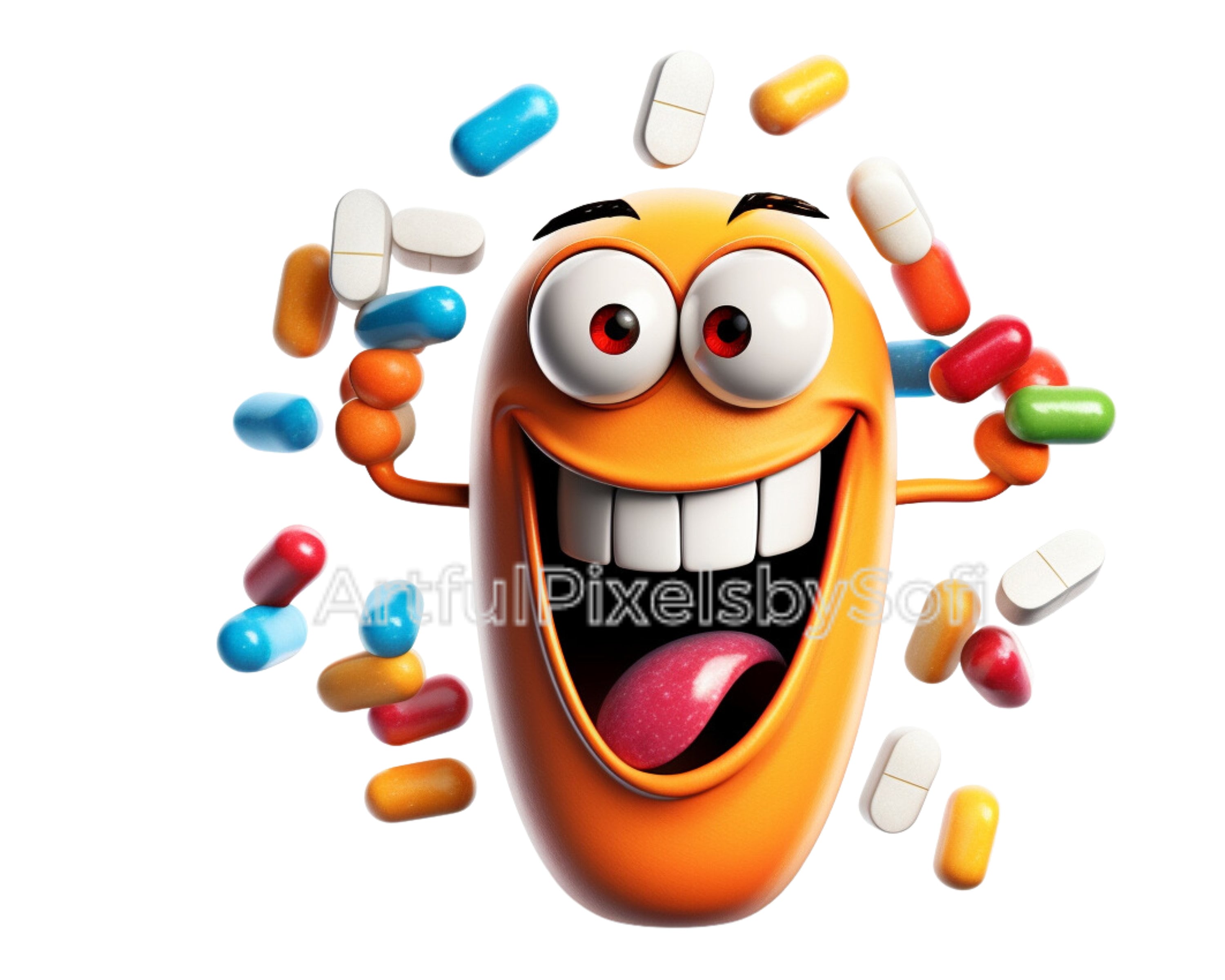 7 Crazy Pill Clipart, 7 Designs, 406 DPI, Printable,no Background ...