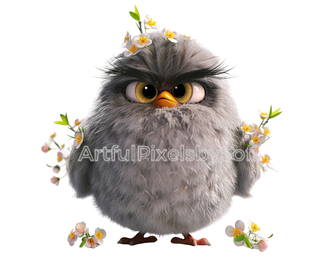 7 Grumpy Spring Bird Clipart, 7 Designs, 406 DPI, Printable,no ...