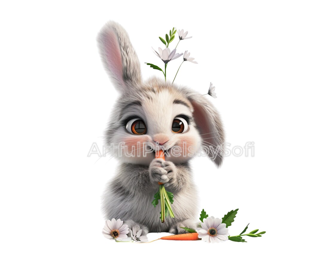 10 Cute Rabbit Clipart, 10 Designs, 406 DPI, Printable,no Background ...