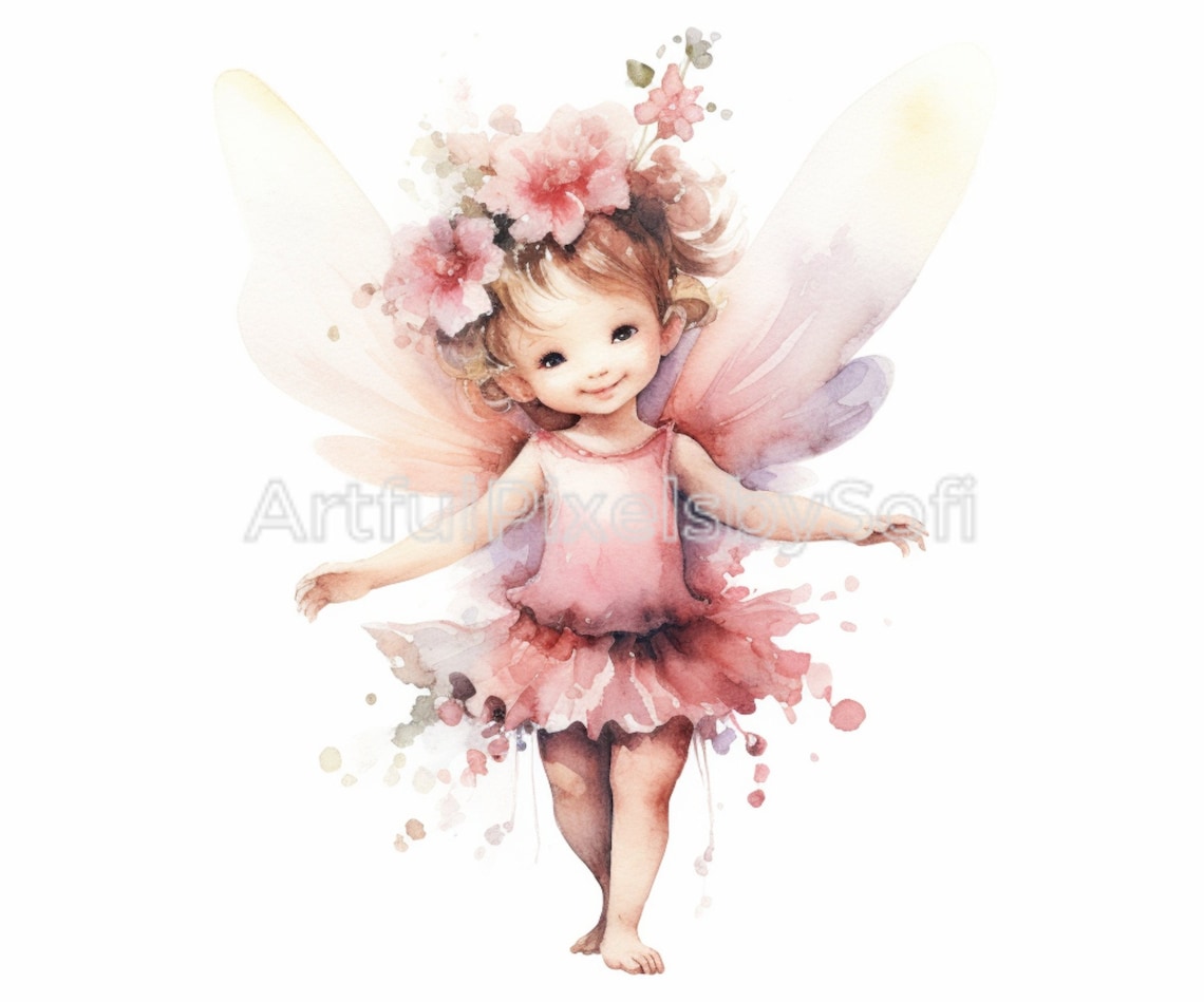 Cute Fairy Watercolor Clipart Bundle, 18 Unique Fairy Friends ...