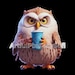 Grumpy Morning Coffee OWL Clipart, 8 Designs, 356 DPI, Owl PNG ...