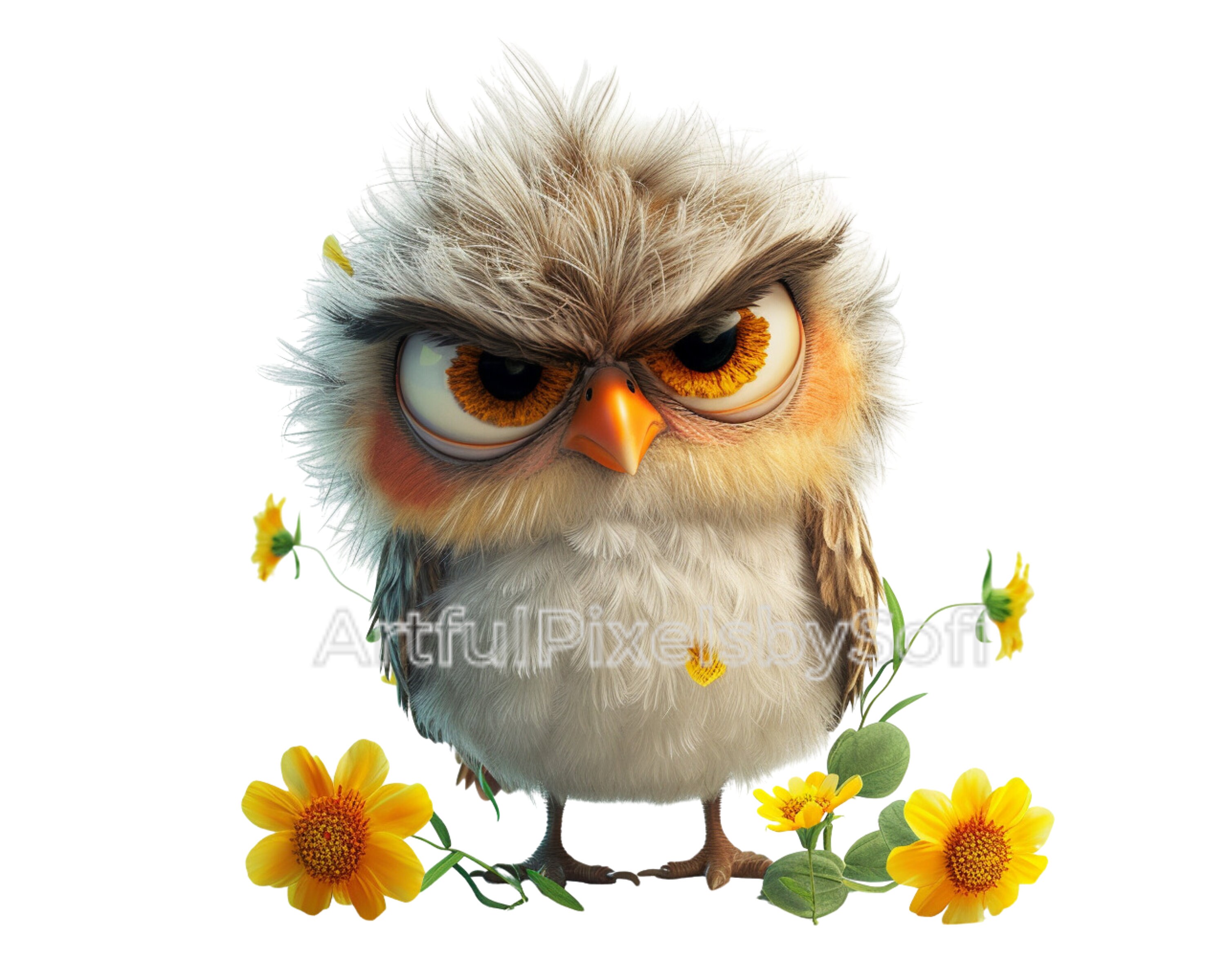7 Grumpy Spring Bird Clipart, 7 Designs, 406 DPI, Printable,no ...