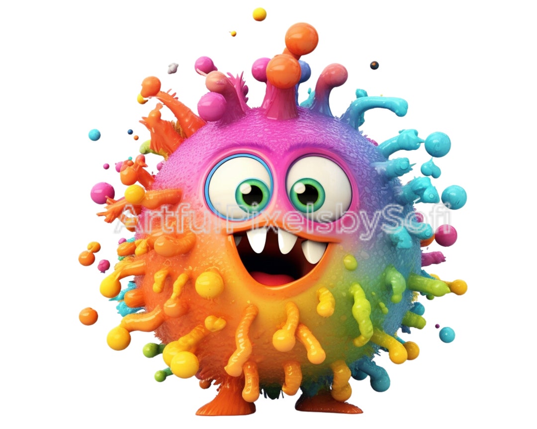 14 Monster Viruses Clipart, 14 Designs, 406 DPI, Printable,no ...