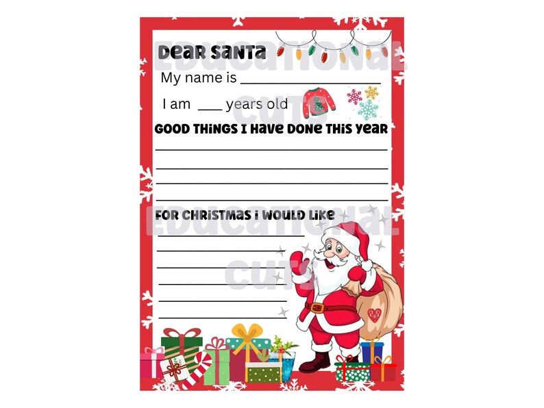 Santa Letter, Printable A4. Pdf, Png or Jpg Format - Etsy Australia