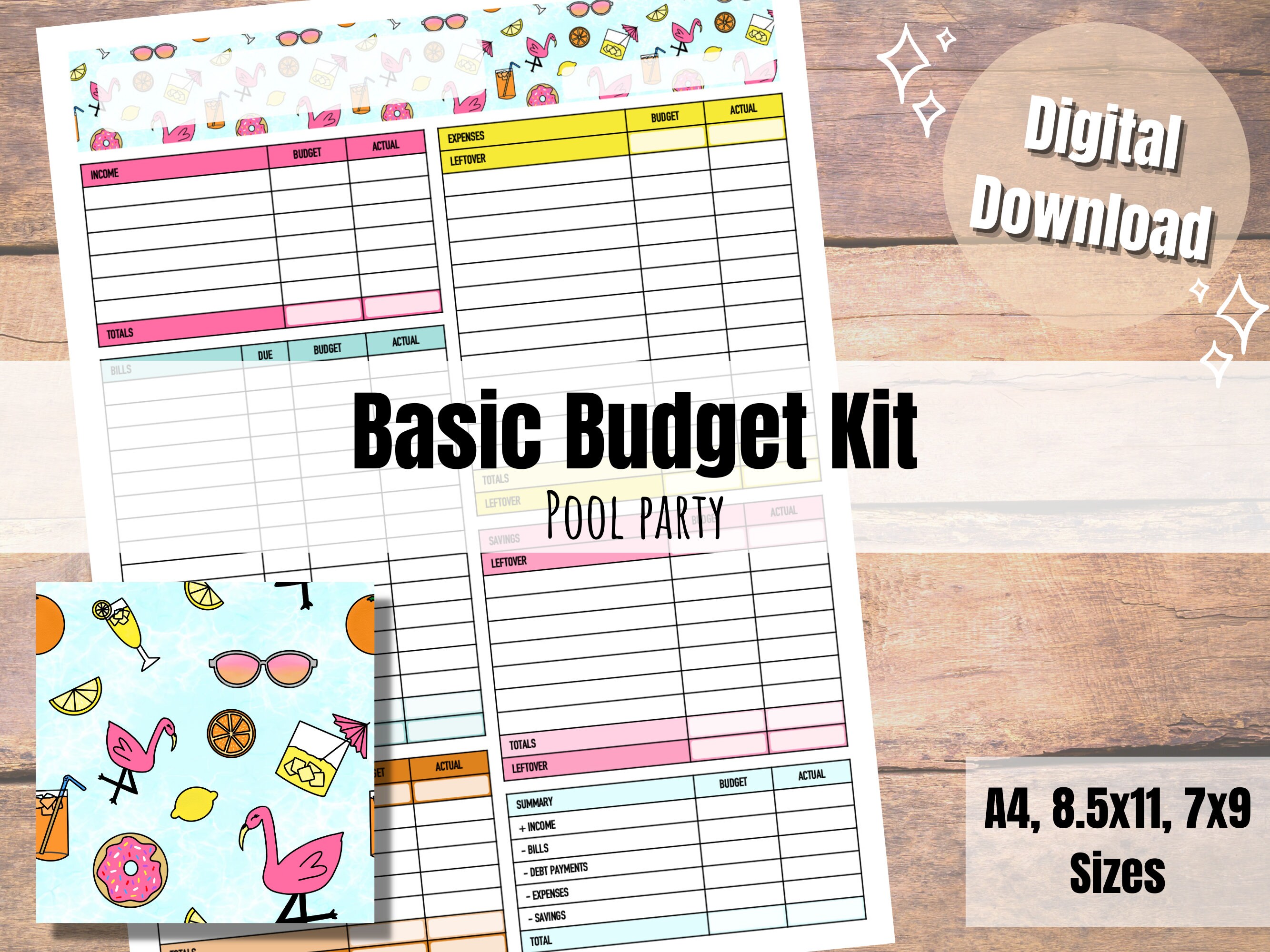 Budget Worksheet | Pool Party Theme | Paycheck Worksheet | Budget ...