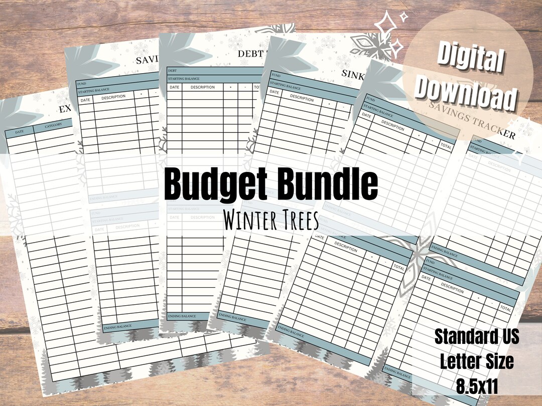 Budget Worksheet | Winter Trees | Paycheck Worksheet | Budget Planner ...