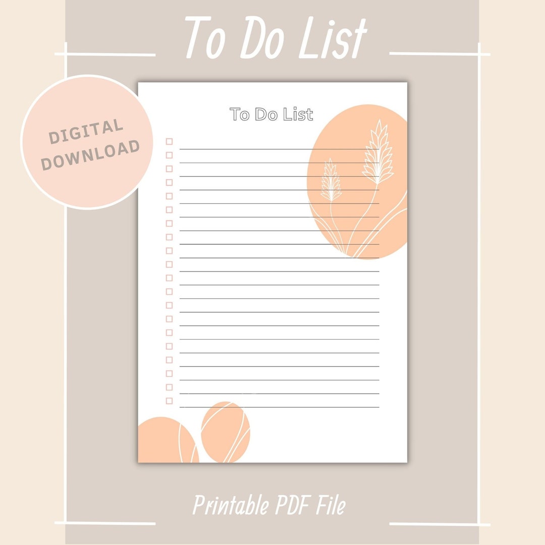 Printable to Do List, Digital Download, Printable Planner, Neutral ...