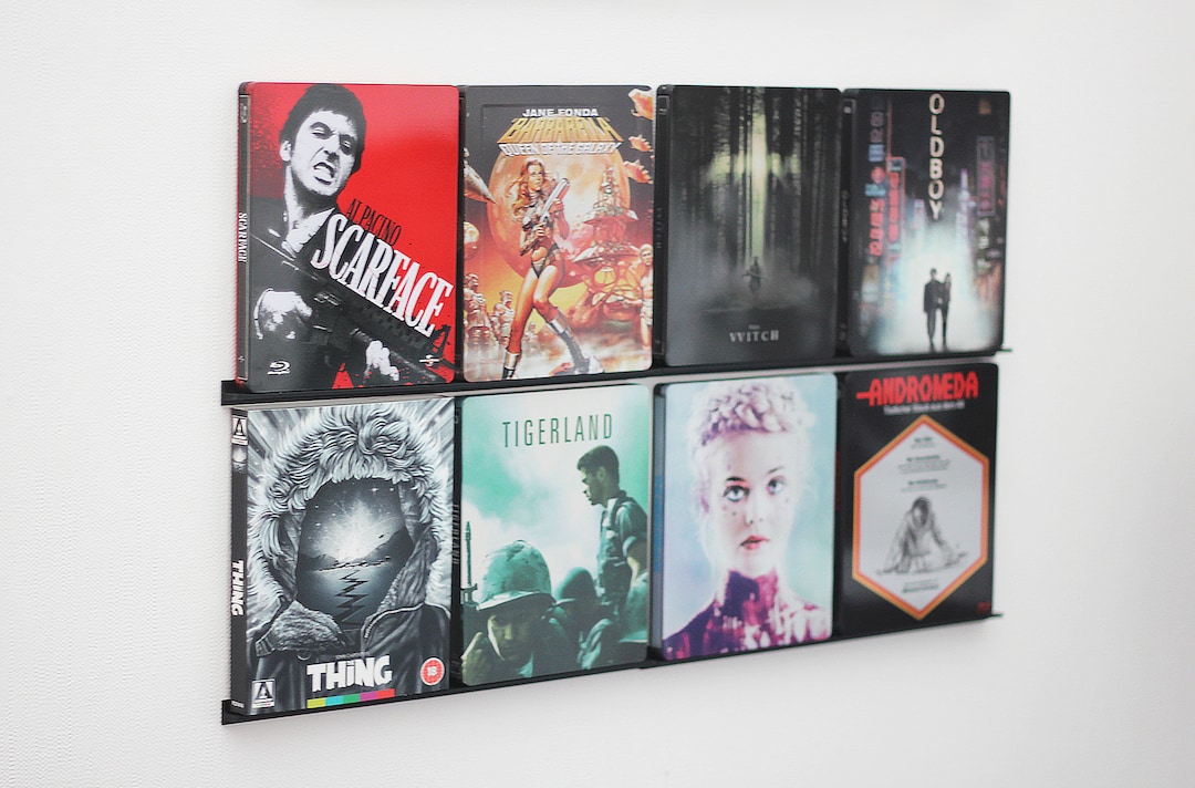 DVD and Blu-ray Bar, Wall Mount, Display Shelf (for 8 Films), Steelbook ...
