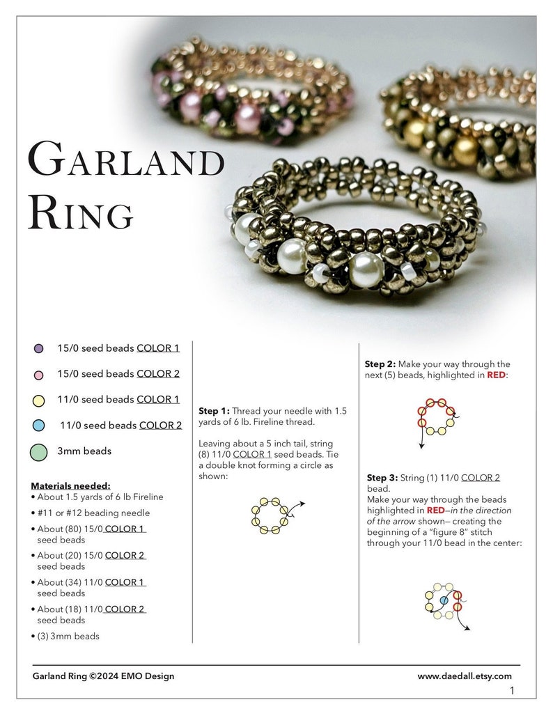 BEADING TUTORIAL - Garland Ring - Etsy
