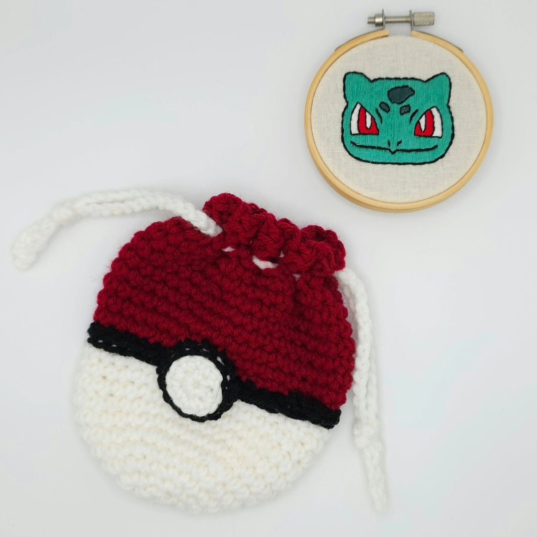 Custom Pokemon Embroidery With Crochet Pokeball Bag - Etsy