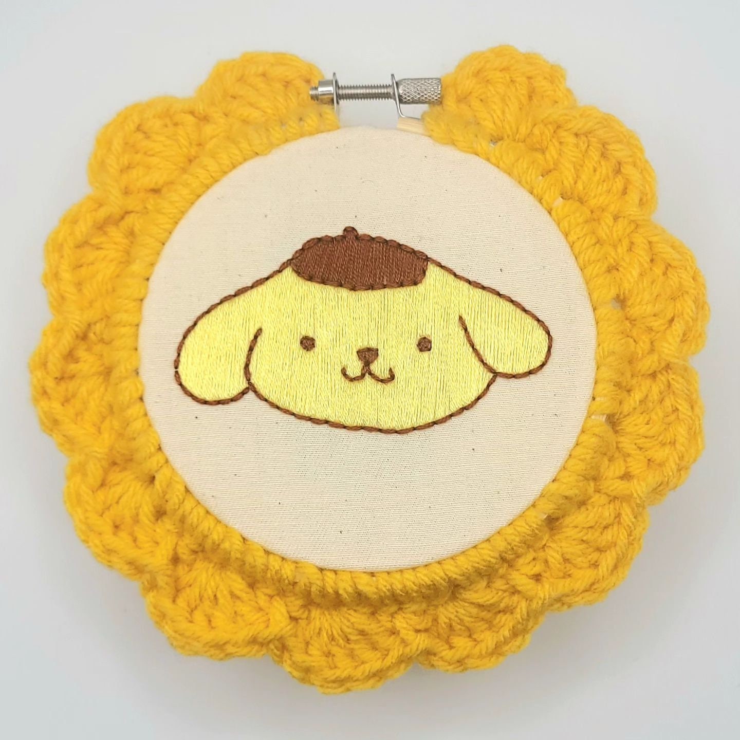 Pompompurin Embroidery Hoop Art With Crocheted Border - Etsy