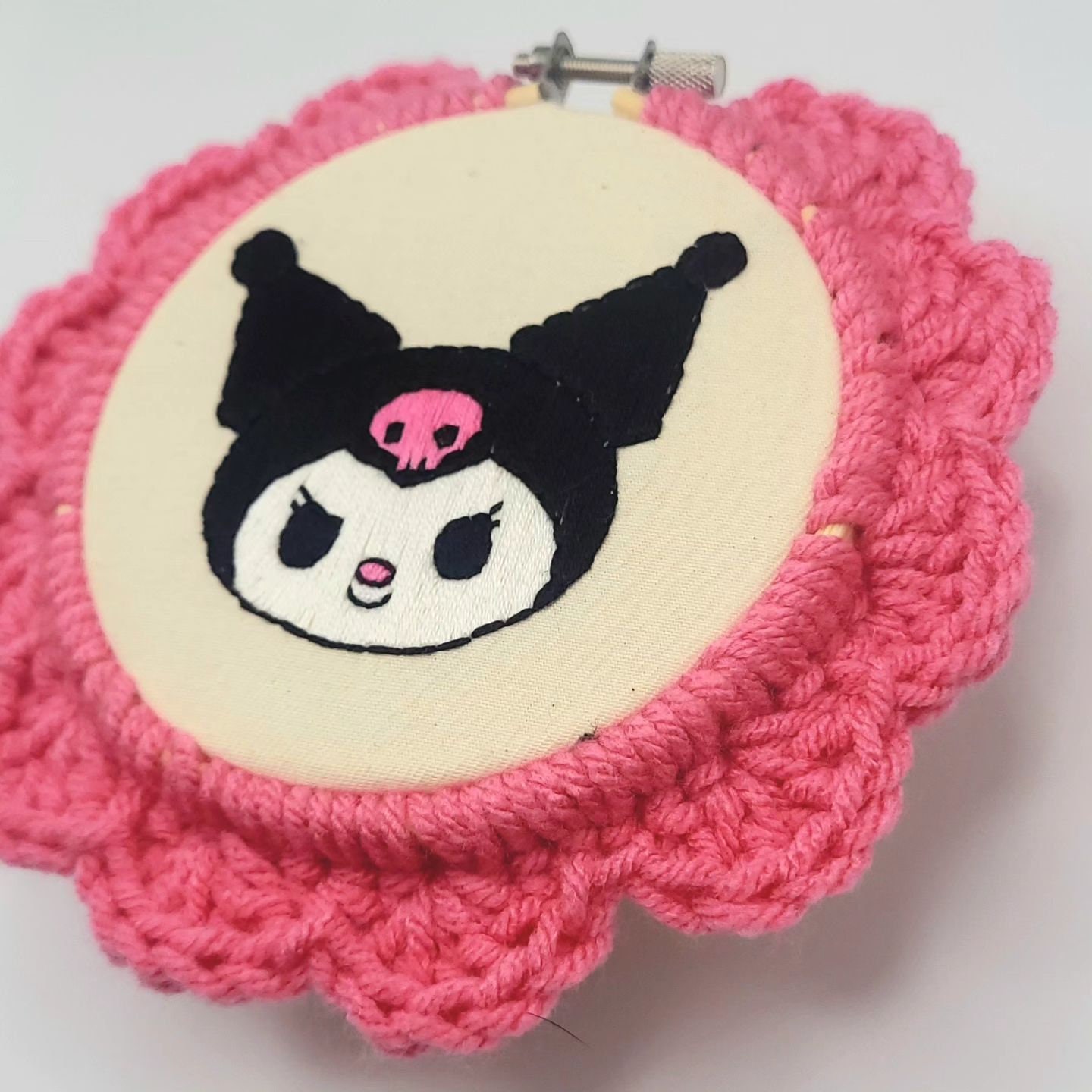 Kuromi Embroidery Hoop Art With Crocheted Border - Etsy