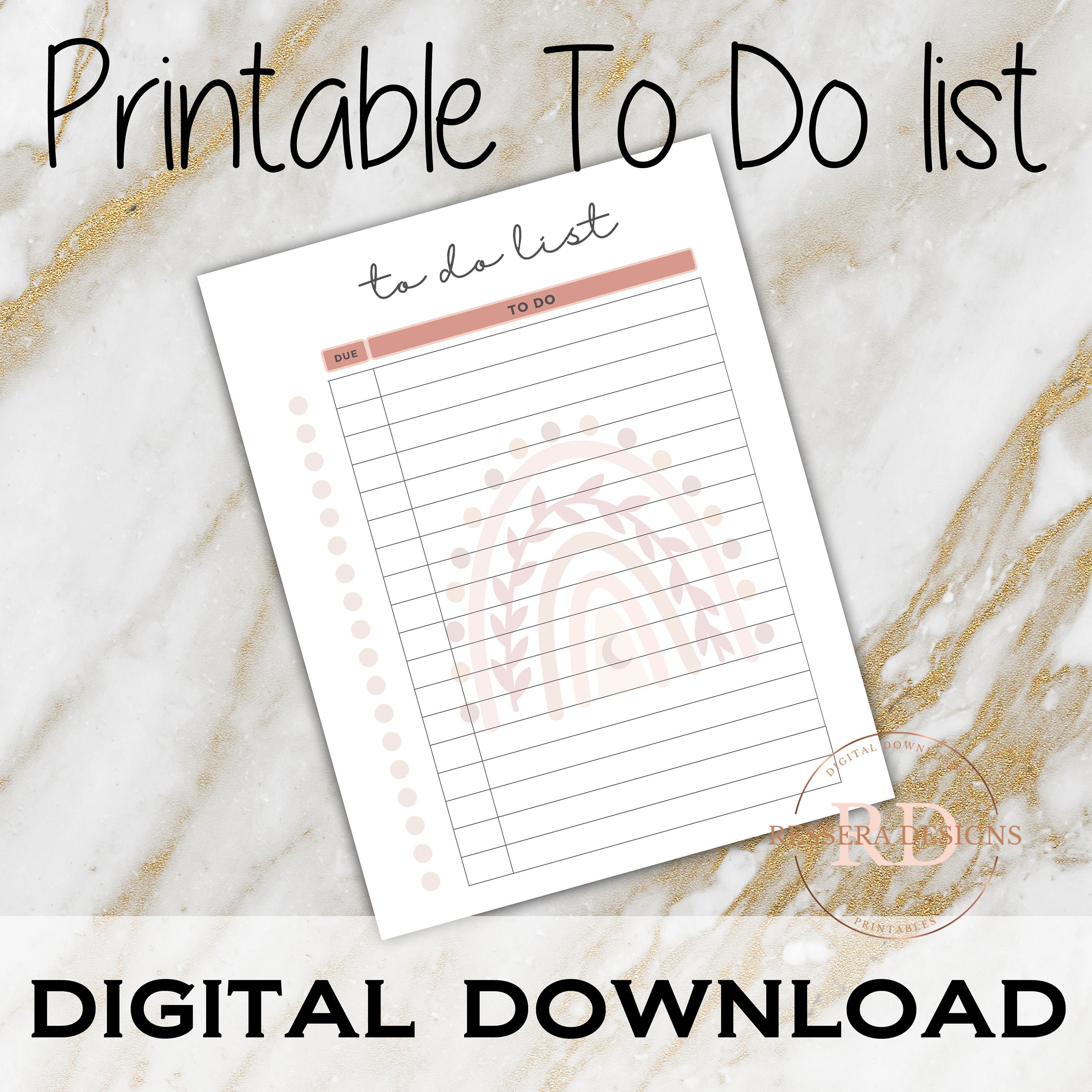 To Do List | Boho Rainbow Daily to Do List | Letter | A4 | A5 | Half ...
