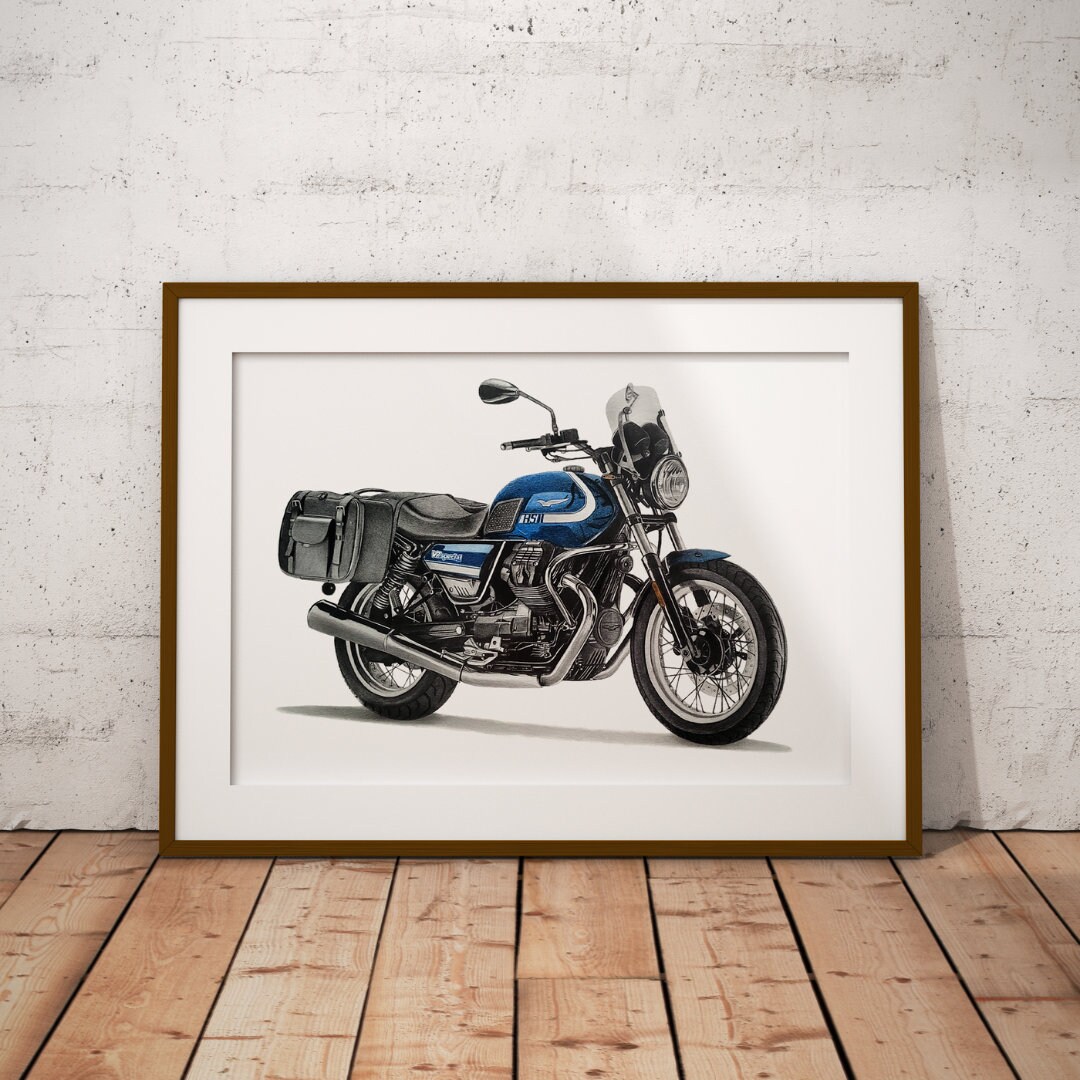 Limited Edition Fine Art Prints - Moto Guzzi V7 Drawing - Motorcycle ...