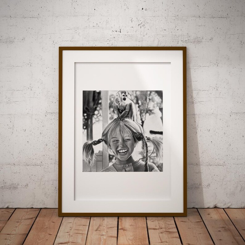 Limited Edition Print Pippi Drawing Illustration, Realistic, Postcard ...