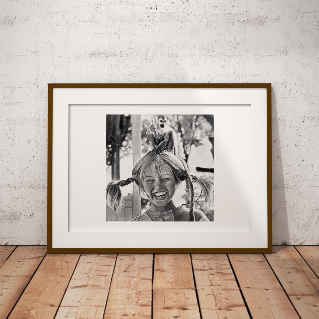 Limited Edition Print Pippi Drawing Illustration, Realistic, Postcard ...