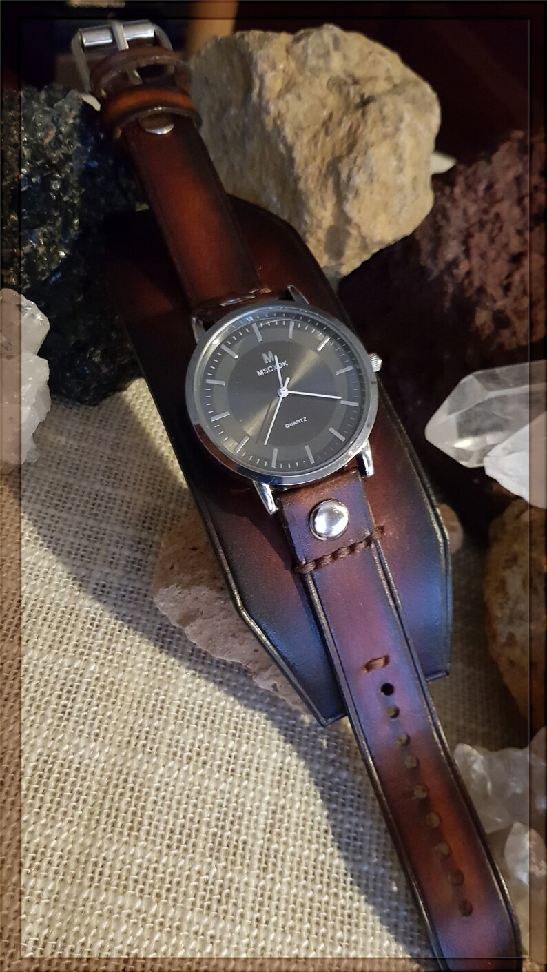 Handcrafted Leather Steampunk Wristwatch, Leather Cuff Watch, Made With ...