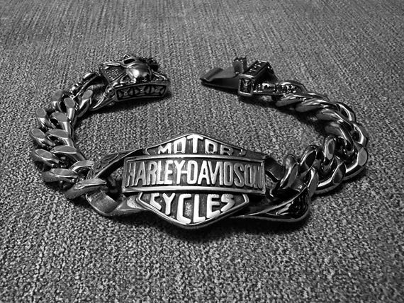 Harley Davidson STYLE Logo Biker Bracelet Etsy