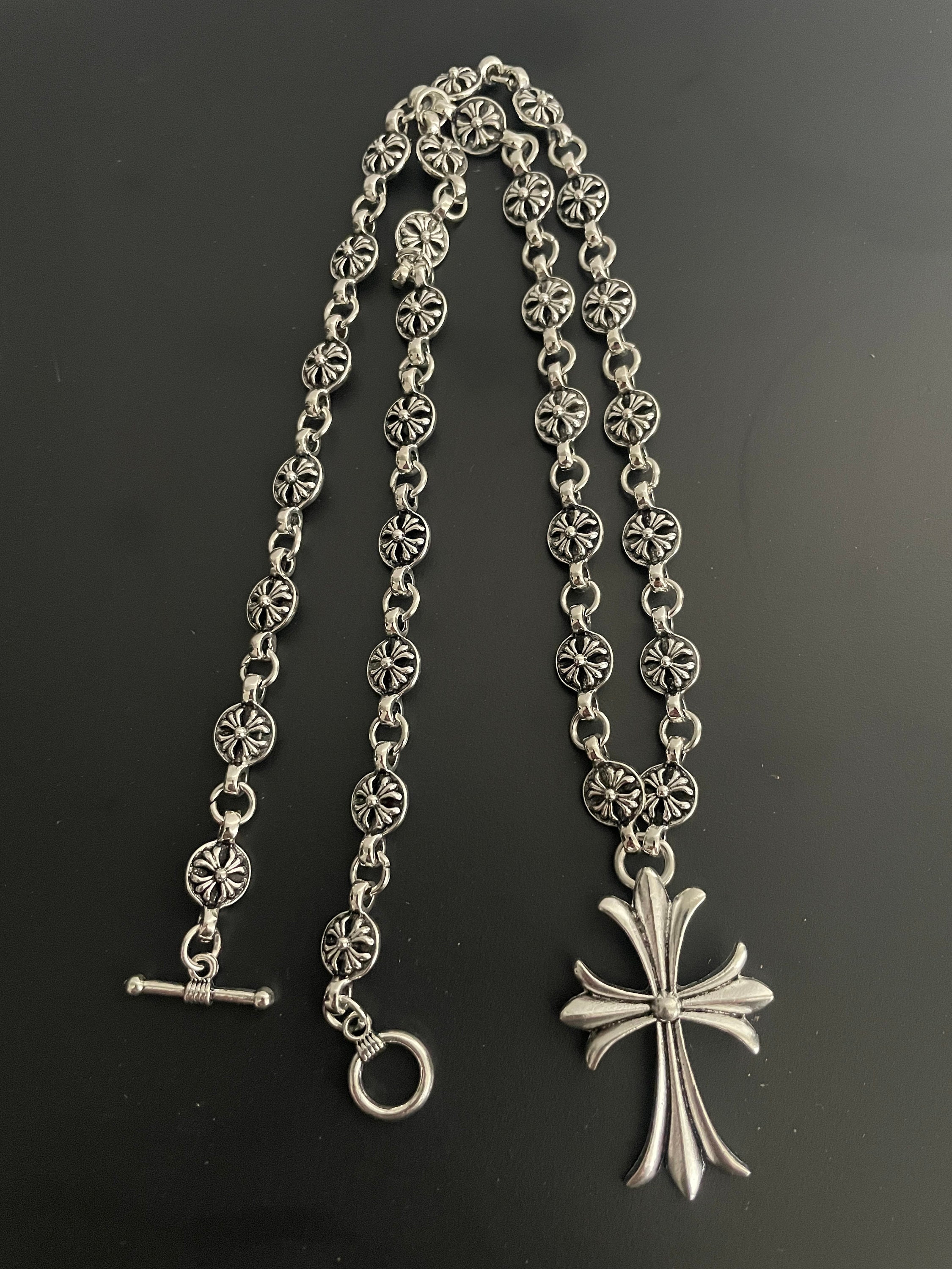 Cross Pendant on Beaded T-bar Necklace - Etsy