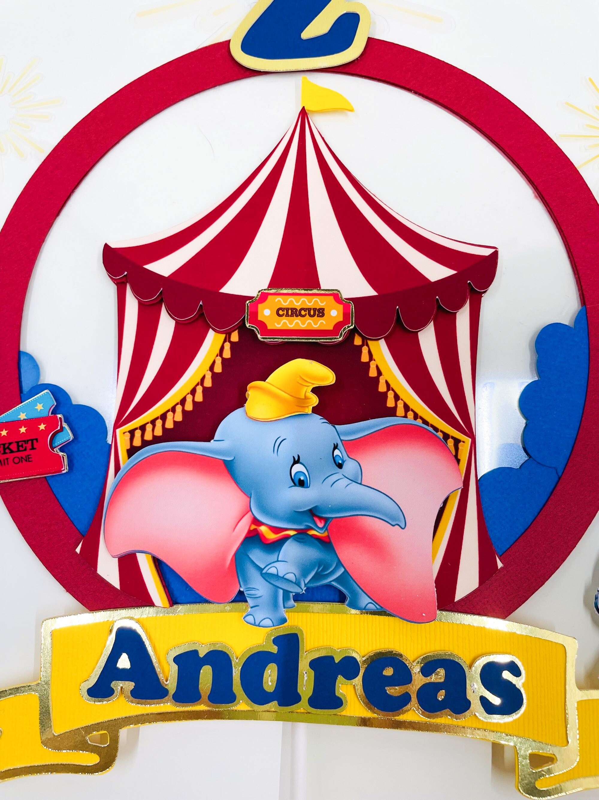 Dumbo Birthday Cake Topper Personalized, Dumbo Circus Birthday Party ...