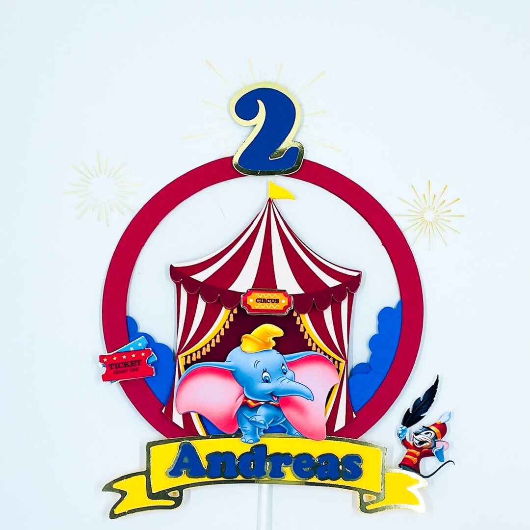 Dumbo Birthday Cake Topper Personalized, Dumbo Circus Birthday Party ...