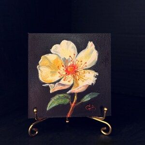 Miniature Flower Painting, Yellow Wild Rose, 4x4 Rosehip Gallery Wall ...