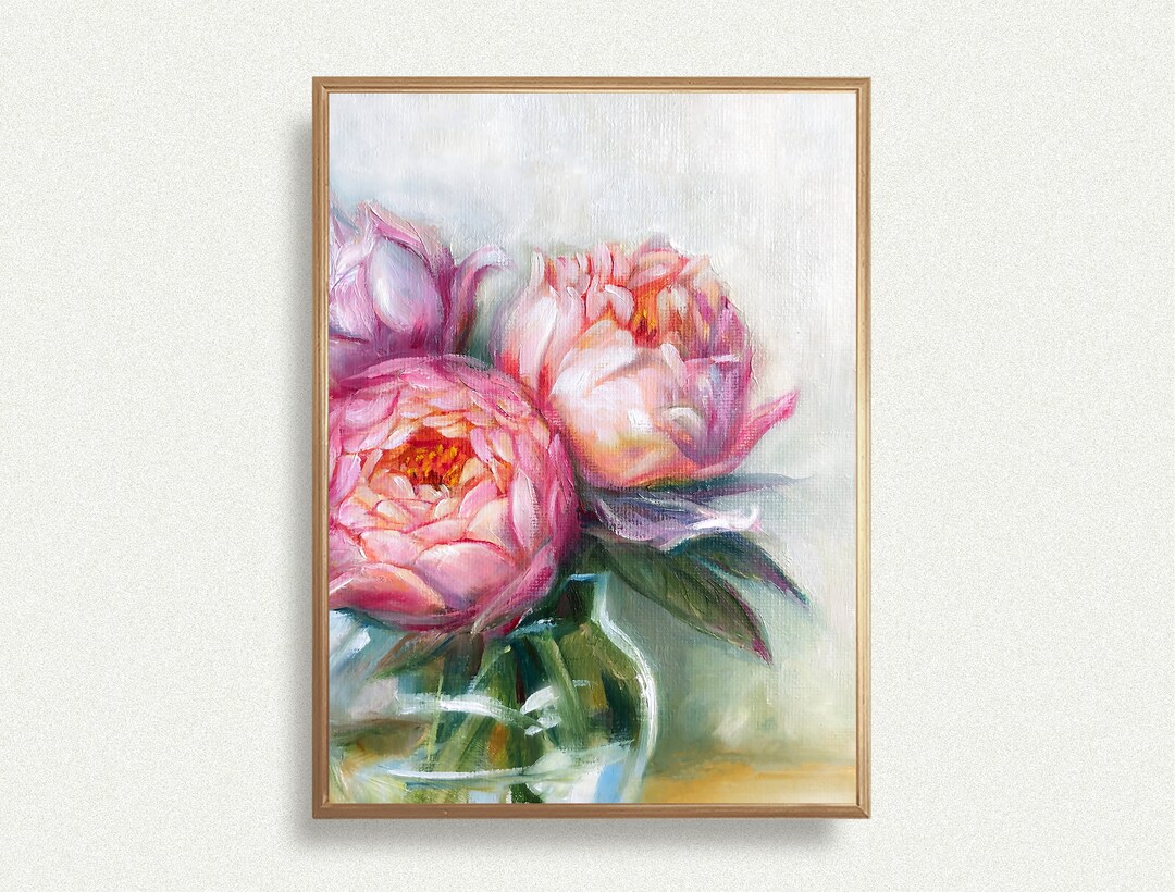 PINK PEONIES Art Print of Original Painting Peony Art Floral Decor - Etsy
