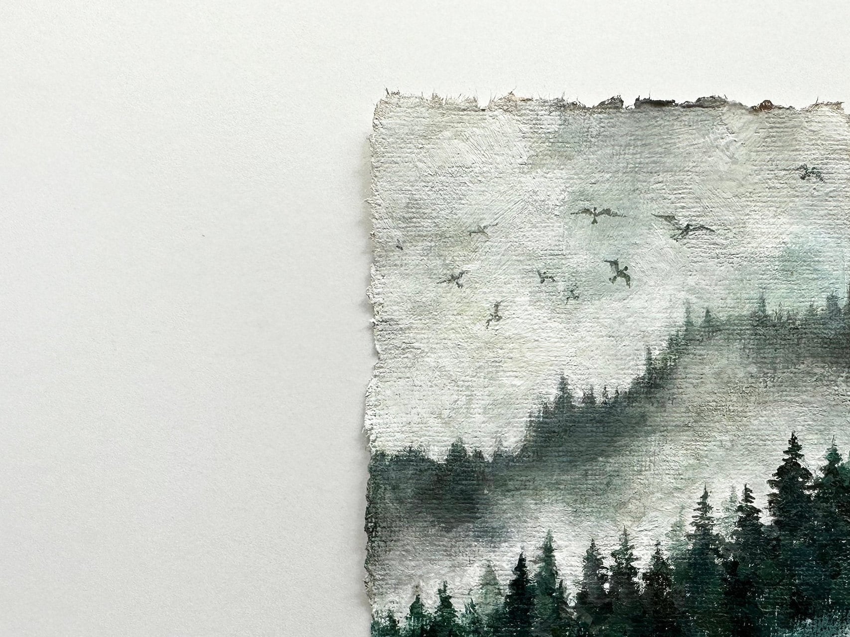 MIST Painting Forest Landscape Pine Tree Wall Art Fog Woods - Etsy