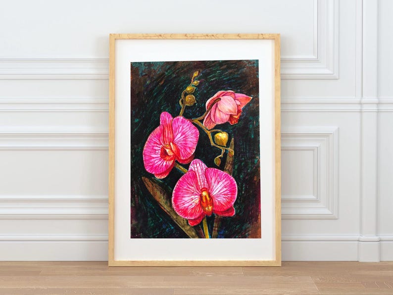 Orchid Art Print, Vibrant Hot Pink Floral Botanical Poster, Colorful ...