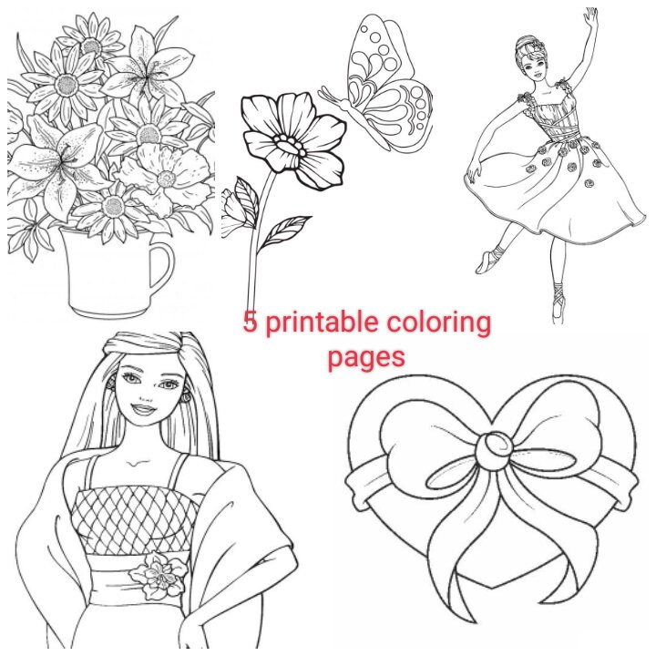 5 Printable Coloring Pages - Etsy