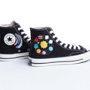 Planets, Stars, Moons, Universe Embroidered Shoes, Custom Embroidered ...