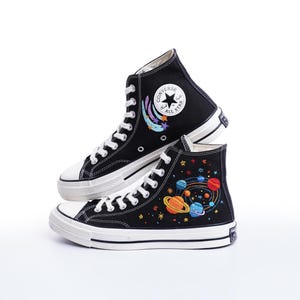Planets, Stars, Moons, Universe Embroidered Shoes, Custom Embroidered ...