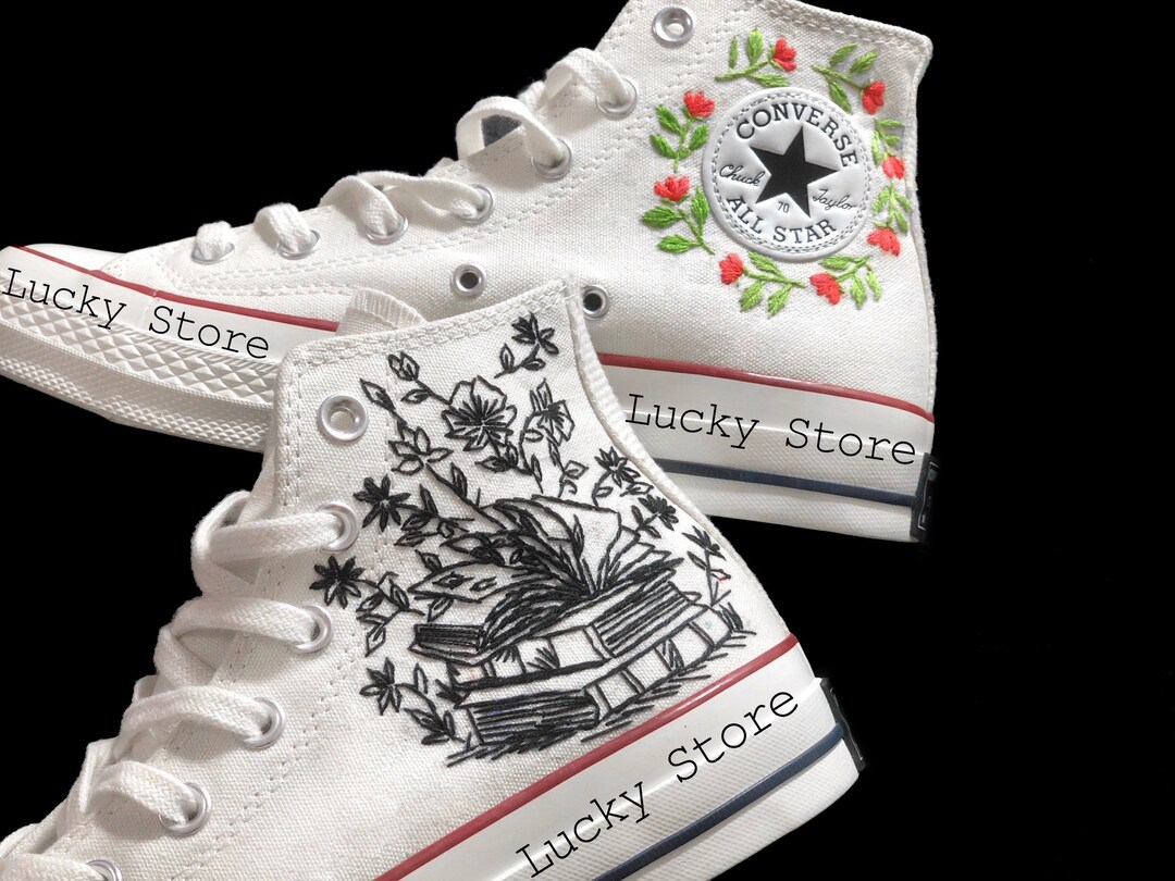 Converse Custom Floral Embroidery Embroidered Converse Converse High ...