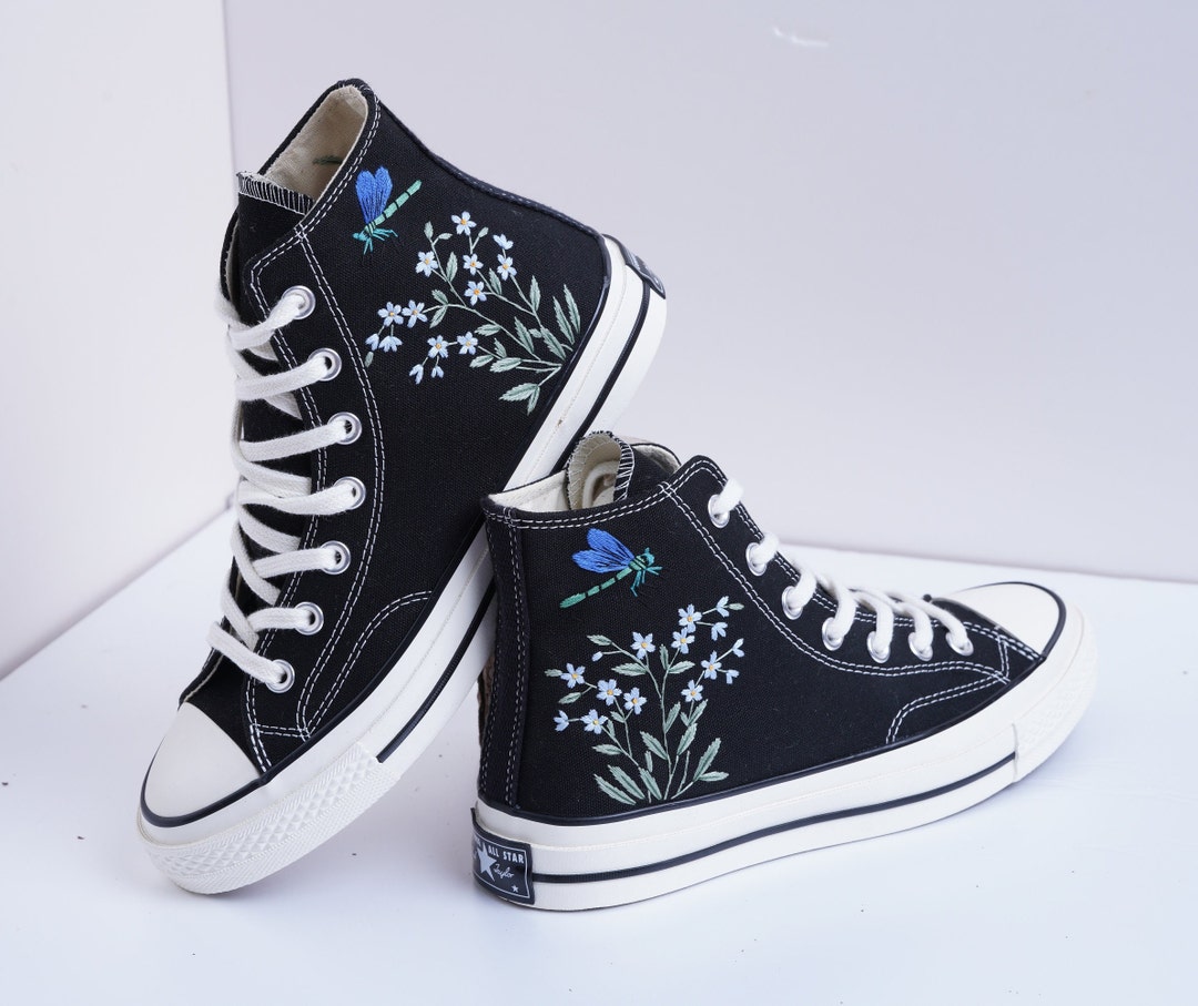Dragonfly Embroidered Converse Chuck Taylor 1970S: Custom Floral ...