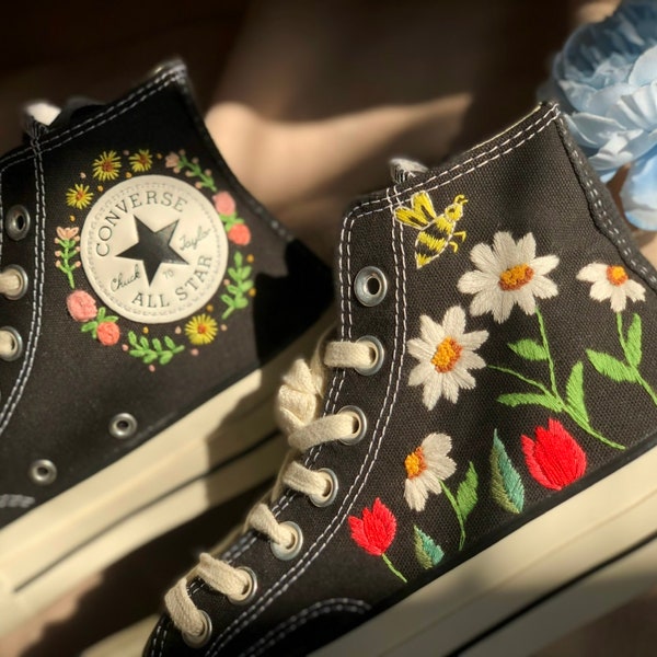 Embroidered Converse - Etsy