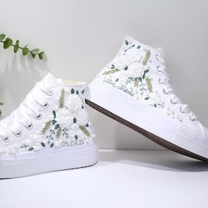Custom Embroidered Converse Wedding Sneakers: Bridal Flower Shoes - Etsy