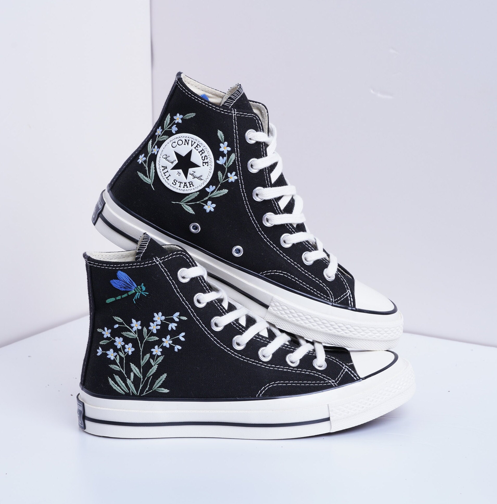 Dragonfly Embroidered Converse Chuck Taylor 1970S: Custom Floral ...