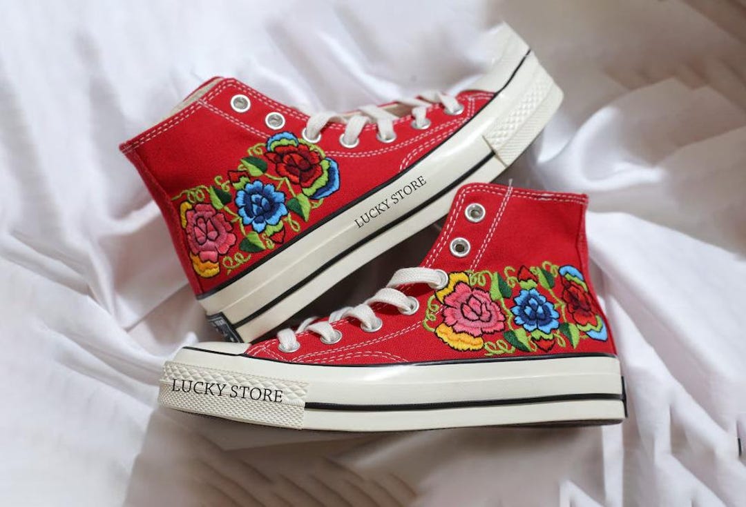 Embroidered Roses Converse: Custom Wedding Bridal Sneakers - Etsy