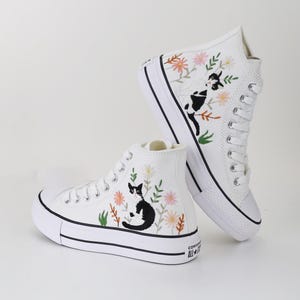 Custom Cat Embroidered Converse Platform Sneakers, Pet Portrait Shoes ...