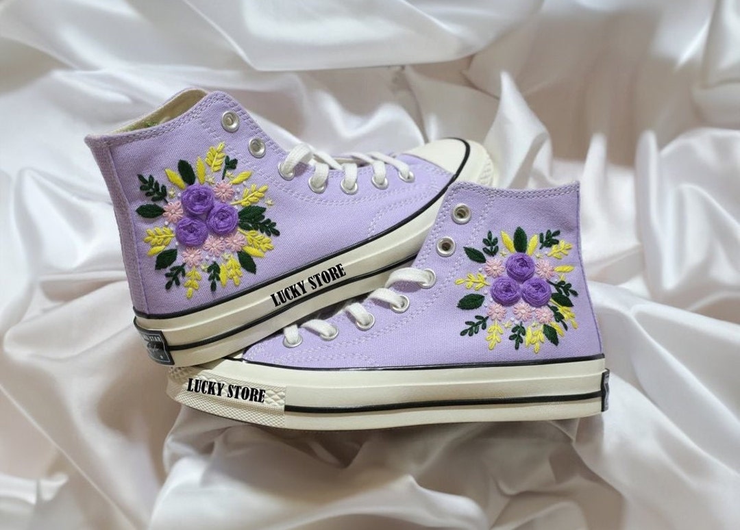Custom Embroidered Converse Sneakers: Bridal Flower Shoes - Etsy