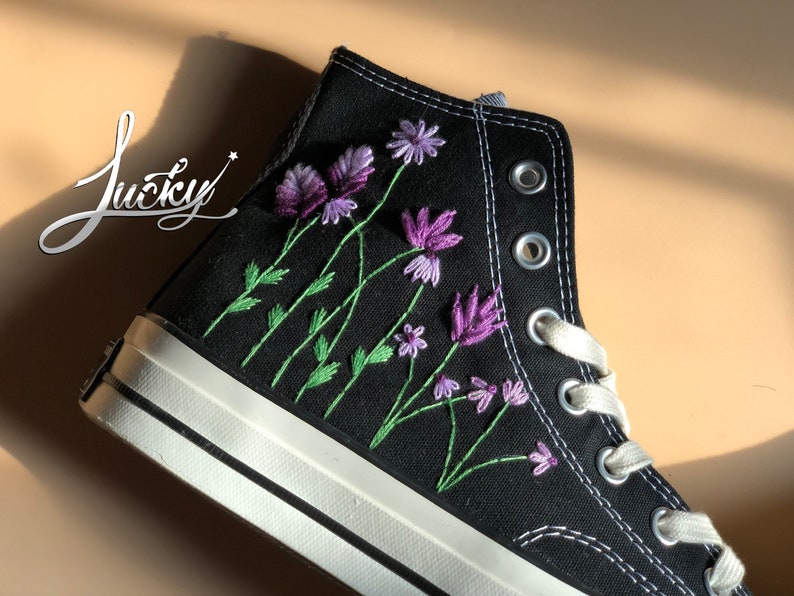 Embroidered Converse/ Converse Custom Flower Embroidery / - Etsy