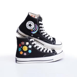 Planets, Stars, Moons, Universe Embroidered Shoes, Custom Embroidered ...