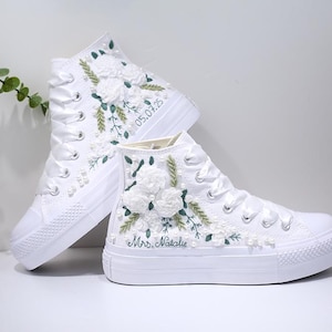 Custom Embroidered Converse Wedding Sneakers: Bridal Flower Shoes - Etsy