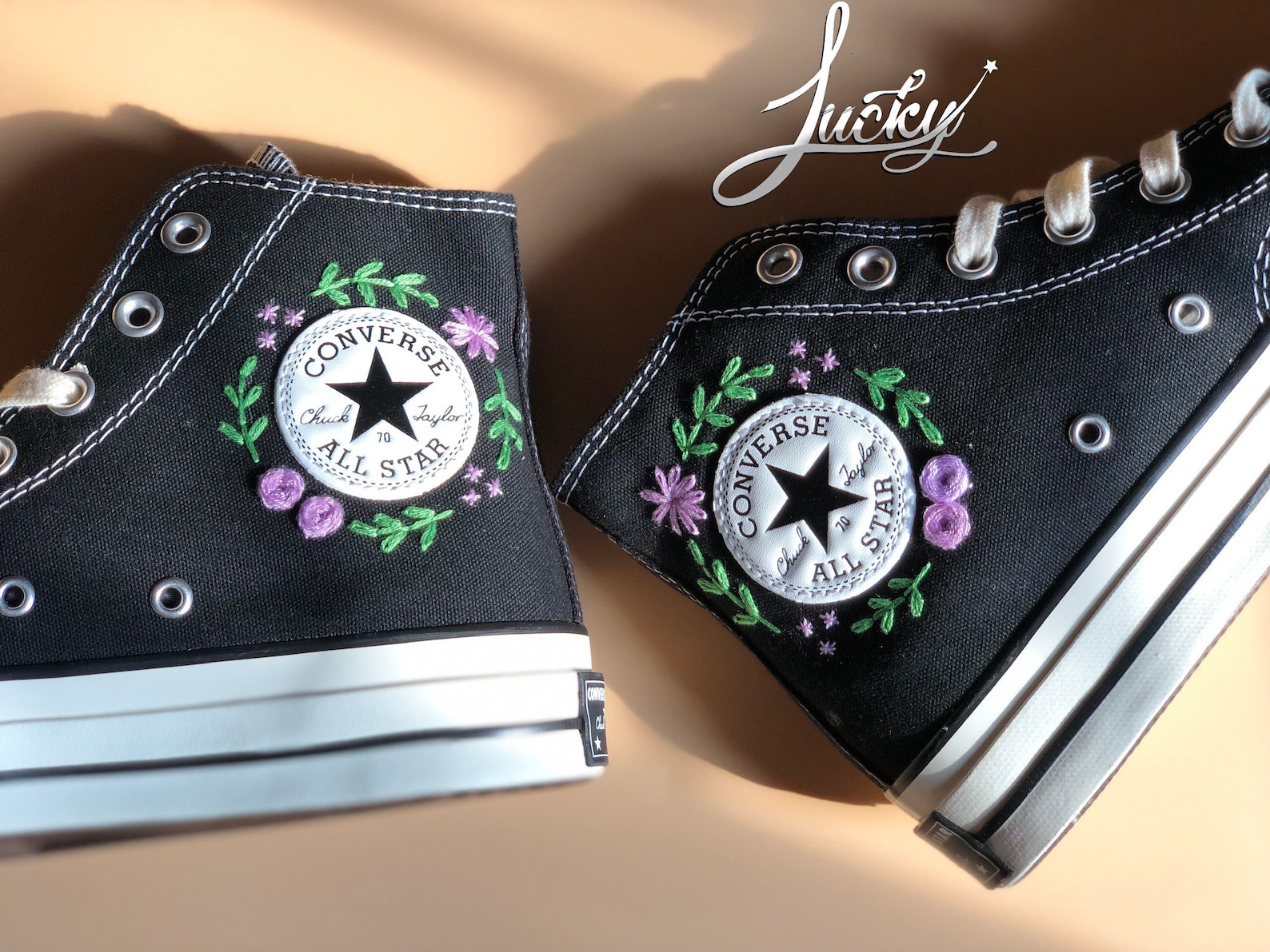 Embroidered Converse/ Converse Custom Flower Embroidery / - Etsy