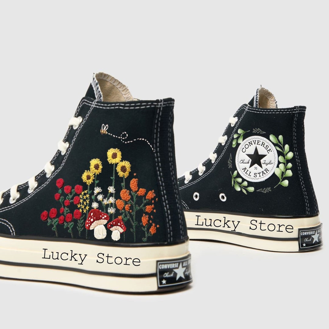 Converse Custom Floral Embroidery Embroidered Converse Converse High ...