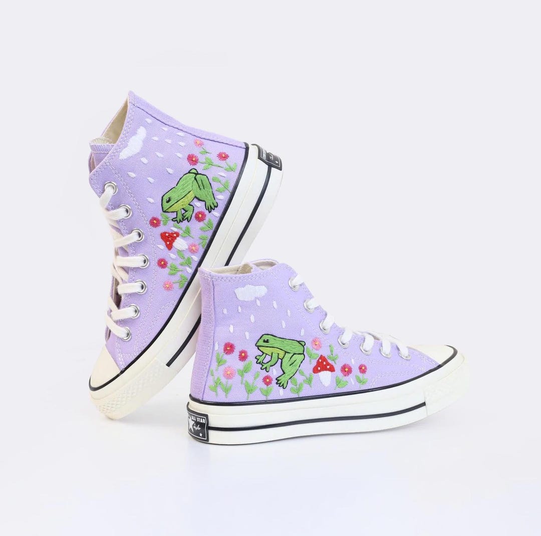 Embroidered Converse, Frog, Flower, and Mushroom Embroidered Sneakers ...