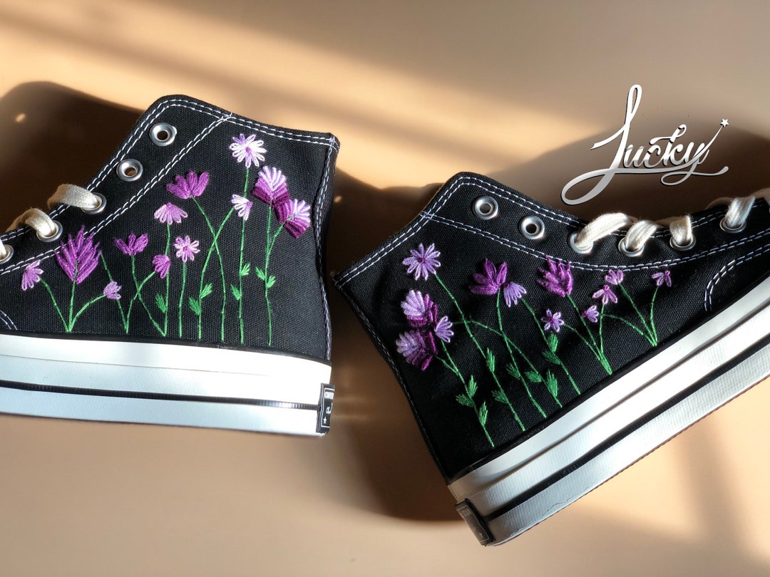 Embroidered Converse/ Converse Custom Flower Embroidery / Wedding ...