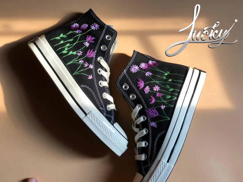 Embroidered Converse/ Converse Custom Flower Embroidery / - Etsy